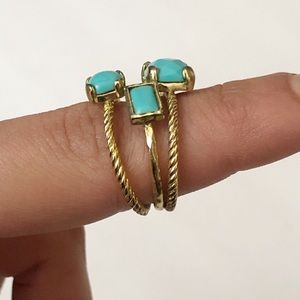 Jewelry | Boho Gold Turquoise Ring Trio Set | Poshmark